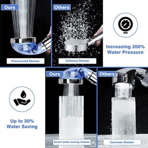 High Pressure Shower Head with Hose, REHAVE Water Saving RV Handheld Shower Head, Shower Sprayer, 3 Mode, Handheld Spray Showerheads for Dry Skin Hair Loss, Purifying Filtration Mineral Stone Beads