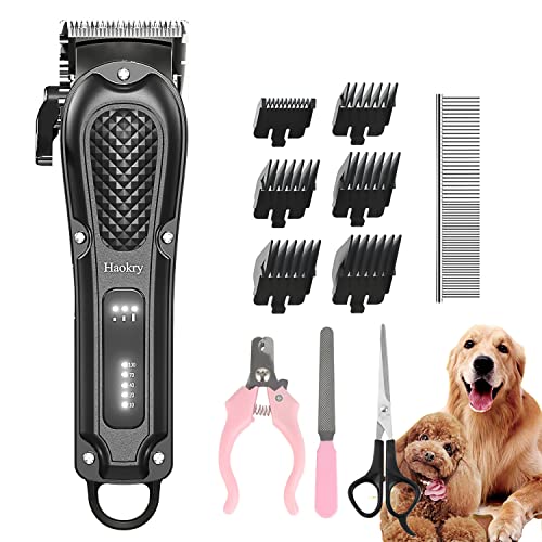 Dog Clippers for Grooming, Low Noise Rechargeable Dog Grooming Kits Cordless Pet Grooming Tool Professional Dog Hair Trimmer for Thick Heavy Coats Pet Clippers Electric Dog & Cat Grooming Kit