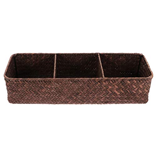 Cabilock Bathroom Storage Bins Natural Seagrass Storage Basket Bathroom Storage Basket for Toilet Tank Top Countertop Organizer Water Hyacinth Basket Coffee Storage Baskets for Shelves