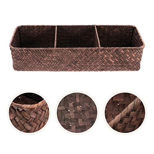 Cabilock Bathroom Storage Bins Natural Seagrass Storage Basket Bathroom Storage Basket for Toilet Tank Top Countertop Organizer Water Hyacinth Basket Coffee Storage Baskets for Shelves