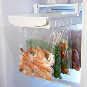 BBGT Hanging Storage Rack, Ziplock Bag Organizer, Telescopic Storage Clip Slide Rail Tray, Food Bag Zip-Bag Fresh Holder for Fridge Freezer Refrigerator