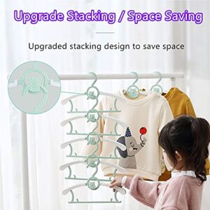 30 Pack Kids Hangers,Childrens Durable Plastic Infant Hangers for Kids Clothes,Non-Slip Baby Clothes Hangers,Extensible Toddler Hangers for Laundry and Closet (Green)