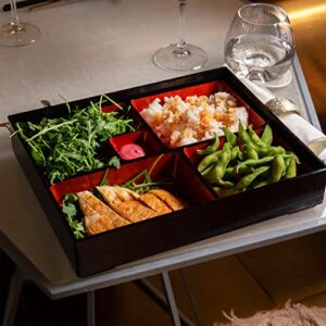 DOITOOL Japanese Bento Box Traditional Bento Box Japanese Sushi Tray Lunch Box Plastic Snack Serving Tray with Lid for Home Restaurant