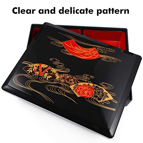 DOITOOL Japanese Bento Box Traditional Bento Box Japanese Sushi Tray Lunch Box Plastic Snack Serving Tray with Lid for Home Restaurant