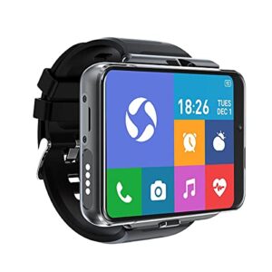 4g smart watch phone, android 9.0 mtk6761 quad core 4gb+64gb smartwatch 2.88" large screen men watch 2300mah 5.0mp+13.0mp dual camera face unlock ip67 waterproof fitness activity tracker (black)