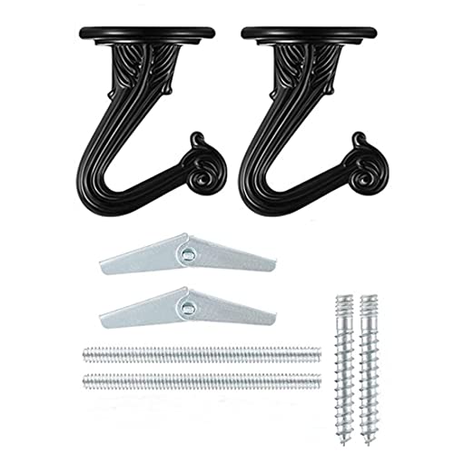 GDQLCNXB Swag Ceiling Hooks - Heavy Duty Swag Hook with Hardware for Hanging Plants Ceiling Installation Cavity Wall Fixing 2 Sets Black