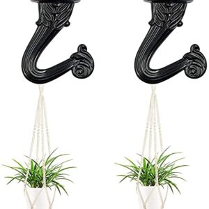 GDQLCNXB Swag Ceiling Hooks - Heavy Duty Swag Hook with Hardware for Hanging Plants Ceiling Installation Cavity Wall Fixing 2 Sets Black