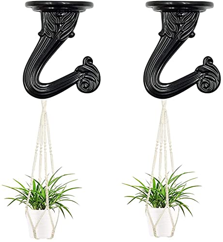 GDQLCNXB Swag Ceiling Hooks - Heavy Duty Swag Hook with Hardware for Hanging Plants Ceiling Installation Cavity Wall Fixing 2 Sets Black