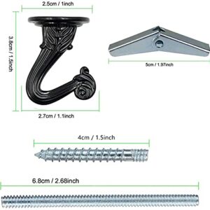 GDQLCNXB Swag Ceiling Hooks - Heavy Duty Swag Hook with Hardware for Hanging Plants Ceiling Installation Cavity Wall Fixing 2 Sets Black