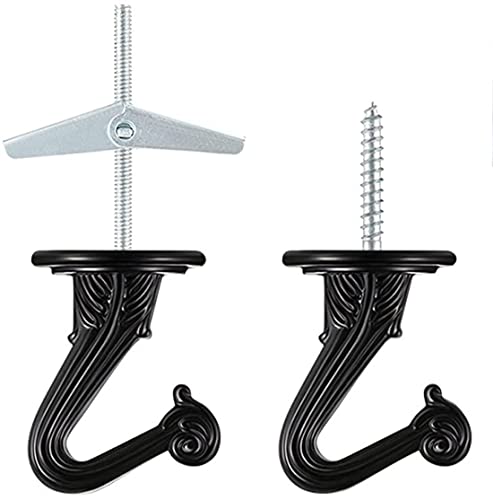 GDQLCNXB Swag Ceiling Hooks - Heavy Duty Swag Hook with Hardware for Hanging Plants Ceiling Installation Cavity Wall Fixing 2 Sets Black