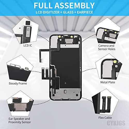 for iPhone 11 Screen Replacement 6.1” with Ear Speaker and Proximity Sensor, 3D Touch LCD Display Digitizer Full Assembly with Front Earpiece Repair Tools, HD Glass Fix Kits for A2111, A2223, A2221