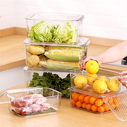 Lunhoo Clear Storage Organizer Bin with Front Handles and Lid for Cabinet, Pantry, Counter, Organizer Box for Coffee, Tea, Packets