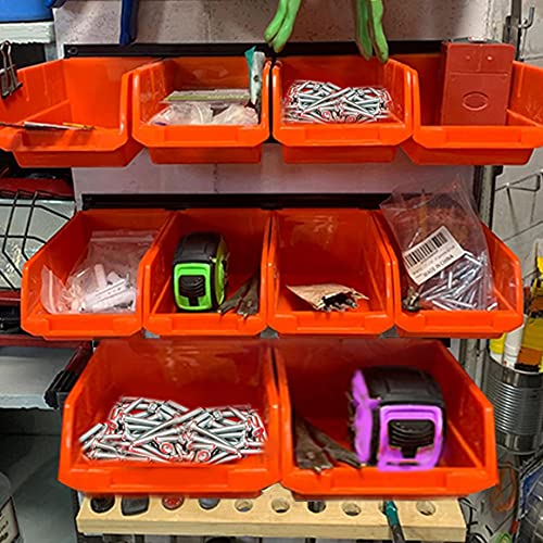 Wallmaster Wall Mounted Storage Bins, Wall Storage Bins Parts Rack 10 Bins&3 Rails Wall Mount Tool Organizer Hardware Storage Organizer