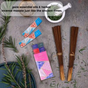 NAQSH Handmade 6X20 Incense Pack -120 Sticks, 100% Natural Hand Rolled 125gm Stick with Free Wooden Holder for Long Lasting Aroma, Sensual Therapy & Meditation, Home Cleansing (Frankincense Myrrh)