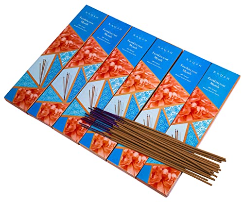 NAQSH Handmade 6X20 Incense Pack -120 Sticks, 100% Natural Hand Rolled 125gm Stick with Free Wooden Holder for Long Lasting Aroma, Sensual Therapy & Meditation, Home Cleansing (Frankincense Myrrh)