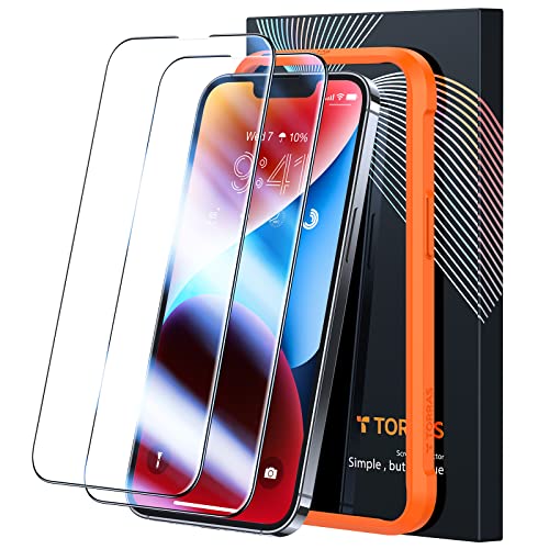 TORRAS Diamond Shield for iPhone 13 Pro Screen Protector, iPhone 14, iPhone 13 Screen Protector Tempered Glass with Strengthened Edge 9H Hardness [Full Coverage] Anti-Fingerprints 2-Pack, 6.1"