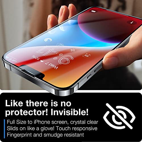 TORRAS Diamond Shield for iPhone 13 Pro Screen Protector, iPhone 14, iPhone 13 Screen Protector Tempered Glass with Strengthened Edge 9H Hardness [Full Coverage] Anti-Fingerprints 2-Pack, 6.1"