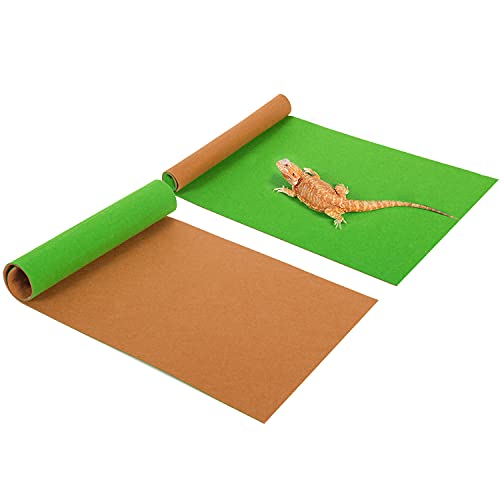 REPTI ZOO Reversible Reptile Carpet Pack of 2PCS, Terrarium Substrate Bedding Liner (11 in X 29 in) for 8/10/12/15/20 Gallon Tanks, Both Sides Usable Reptile Floor Mat