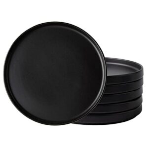 amorarc ceramic plates set of 6, matte glaze 8.0 inch dishes set for kitchen, dessert,salad,appetizer, small dinner plates, microwave & dishwasher safe, scratch resistant, matte black