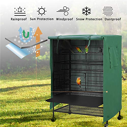 LCCD Cage Cover, Good Night cage Cover, Adjustable Waterproof, Windproof and Breathable Fabric, Durable Outdoor Bird cage Cover, Suitable for Square cage Protective Cover (Black)