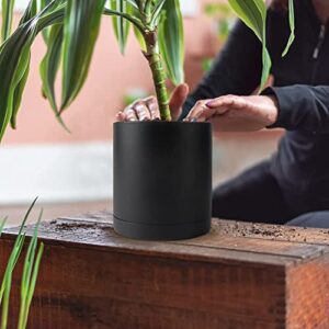 SPEPLA Flower Pots Set of 4, 4/5/6/7 Inch Plant Pot with Drainage Holes, Planters for Indoor Outdoor Gardening Plants, Black