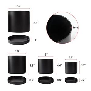 SPEPLA Flower Pots Set of 4, 4/5/6/7 Inch Plant Pot with Drainage Holes, Planters for Indoor Outdoor Gardening Plants, Black