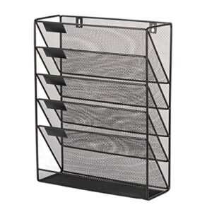 storage newspaper baskets magazine rack wall-mounted multifunctional desktop file rack metal multi-layer folder box office supplies (color : black, size : 321041cm)