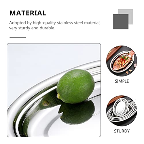 DOITOOL Stainless oval food platter Steel Plate Oval Fish Dish Steak Plate Metal Serving Platter Snack Storage Platter for Home Kitchen oval food serving plate 40cm steaming fish plate