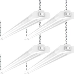 BBOUNDER 8 Pack Linkable LED Utility Shop Light, 4 FT, 4000 LM, 48 Inch Integrated Fixture for Garage, 40W Equivalent 250W, 5000K Daylight, Surface + Suspension Mount