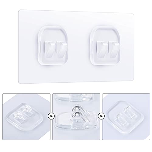 Jetec 8 Pieces Bathroom Shelf Adhesive Hooks Sticker Strong Hooks for Shower Caddy Basket Double Claw Wall Hooks Sticker for Kitchen Bathroom (6 x 12 cm)