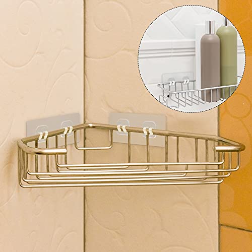 Jetec 8 Pieces Bathroom Shelf Adhesive Hooks Sticker Strong Hooks for Shower Caddy Basket Double Claw Wall Hooks Sticker for Kitchen Bathroom (6 x 12 cm)