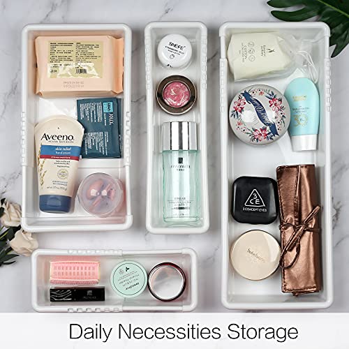 Laugh Cat Expandable Drawer Organizer and Storage Bins Set of 10 Plastic Divider Box For Kitchen Makeup Tray Bathroom Office