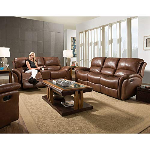 Hanover Yellowstone 100% Leather Double-Reclining 3-Seater Sofa, HUM002SF-GB, 42.000, Brown, Golden