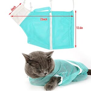 3 Pieces Cat Bathing Bag Cat Shower Net Bag with Cat Shell Comb, Anti-Bite Anti-Scratch Adjustable Breathable Mesh Grooming Carrier Bag for Pets, Bathing, Nail Trimming, Feeding Medicine, Ear Clean