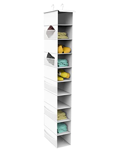 Libeder Hanging Shoe Organizer,10-Shelf Hanging Closet Organizers and Storage Shoes Organizer Shelves Hanging Shoe Rack Holder with 6 Mesh Side Pockets