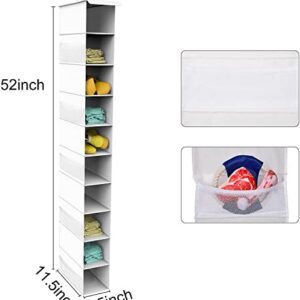 Libeder Hanging Shoe Organizer,10-Shelf Hanging Closet Organizers and Storage Shoes Organizer Shelves Hanging Shoe Rack Holder with 6 Mesh Side Pockets