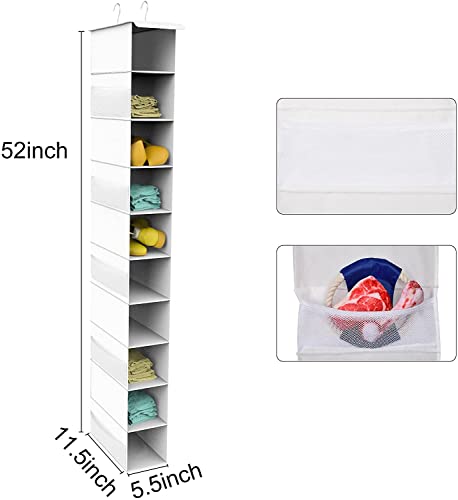 Libeder Hanging Shoe Organizer,10-Shelf Hanging Closet Organizers and Storage Shoes Organizer Shelves Hanging Shoe Rack Holder with 6 Mesh Side Pockets