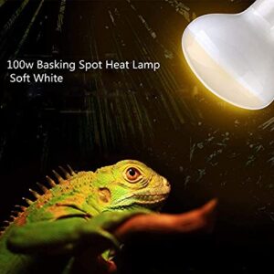 100W UVA Heat Bulb Pet Basking Spot Heating Lamp Bulb Soft White Sun Glow Reptile Heat Lamp Bearded Dargon Infrared Heater for Turtle Aquarium Aquatic Reptile Lizard Chicken Coop E26/E27 110V,2 Pack