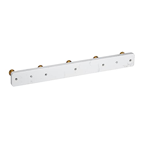 SARIHOSY Coat Rack Wall Mounted, Metal with Marble Coat Rail with 5 Hooks Rail, Heavy Duty Wall Hooks for Coat, Entryway Hanging Coat Rack, Bathroom, Bedroom, Closet Room