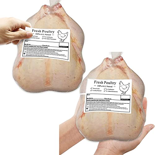 Poultry Shrink Bags 10"x16" 50Pack Clear Poultry Heat Shrink Wrap BPA Free Freezer Safe with 50 Zip Ties,50PCS Freezer Labels and a Silicone Straw for Chickens,Rabbits