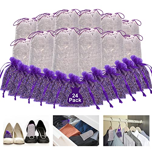 24 Pack Moth Repellent for Closet Lavender Sachet Bags, Cedar Blocks for Clothes Storage, Cedar Lavender Bags and Protect Clothing Closets Drawers Freshener