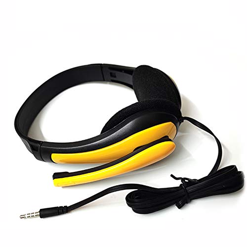 Heave Noise Cancelling Over Ear Headphones with Adjustable Microphone & Soft Earmuffs,Noise Reduction Lightweight Headphones for PC/Cell Phone/Laptop Yellow