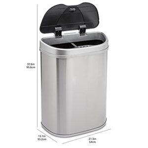 Amazon Basics Automatic Hands-Free Stainless Steel Trash Can - 70-Liter, 2 Bins