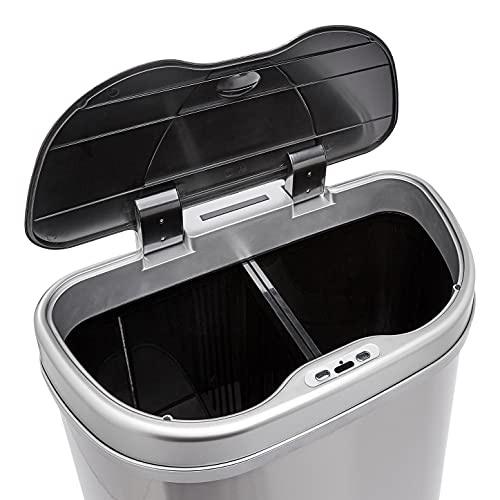 Amazon Basics Automatic Hands-Free Stainless Steel Trash Can - 70-Liter, 2 Bins