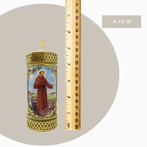 Hand Crafted Saint Francis of Assisi Catholic Prayer Candle, Unscented Decorative Candles for Devotional, Religious Gifts for Christian Men and Women, 4.75 Inches