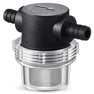 water pump strainer, 3/8 inch hose barb in-line strainer twist-on sprayer filter for water pump 12v dc 80 psi rv camper marine boat lawn