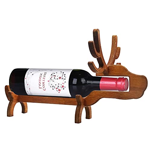 Wooden Wine Rack 3D Animal Bottle Holder Stand Removed Home Kitchen Tabletop Decor Display Creative Gifts for Wine Lovers Deer Shaped