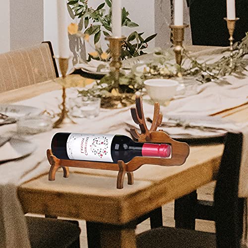 Wooden Wine Rack 3D Animal Bottle Holder Stand Removed Home Kitchen Tabletop Decor Display Creative Gifts for Wine Lovers Deer Shaped