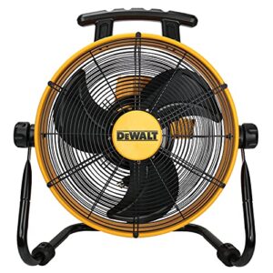 dewalt industrial floor fan, 18 inch drum fan, 3-speed heavy duty air circulator with adjustable tilt, model: dxf1840 , yellow