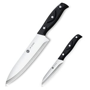 chef knife - kitchen knives, 8 inch chef's knife, 4 inch paring knife, high carbon stainless steel with ergonomic handle